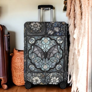 Medieval Stained Glass Bat Gothic Luggage Cover, Dark Academia ...