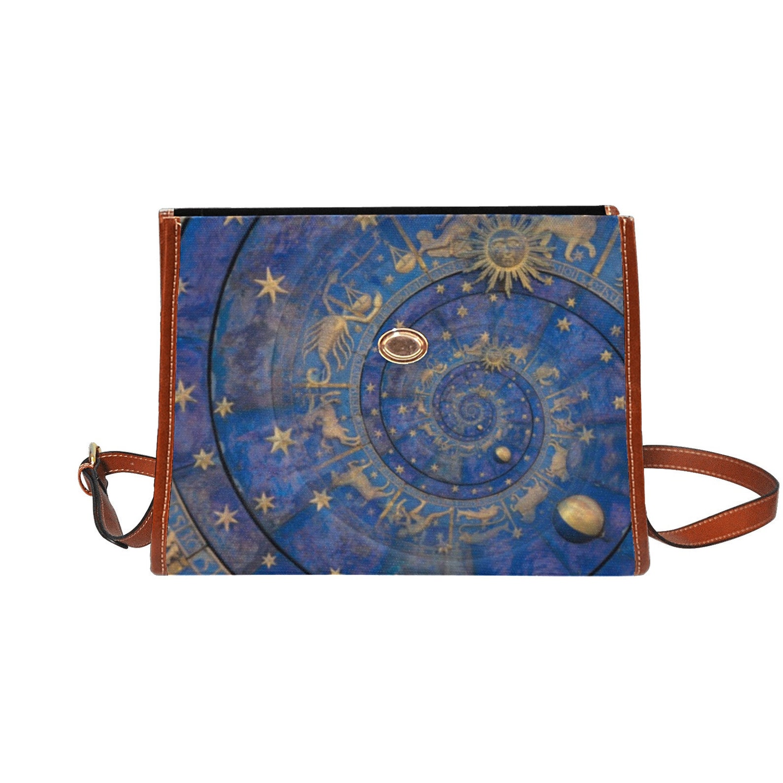 Zodiac Blue Beige Celestial Canvas Satchel Bag Women Witchy - Etsy