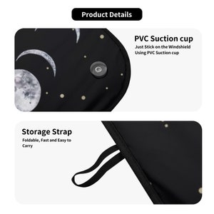 Boho Floral Moon Phase Car Sun Shade for Windshield, Cottagecore Moon ...