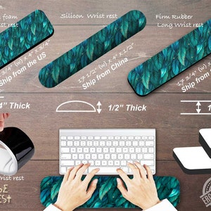 Teal Green Turquoise PU Leather Desk Mat, Peacock Feather XXL Witchy ...