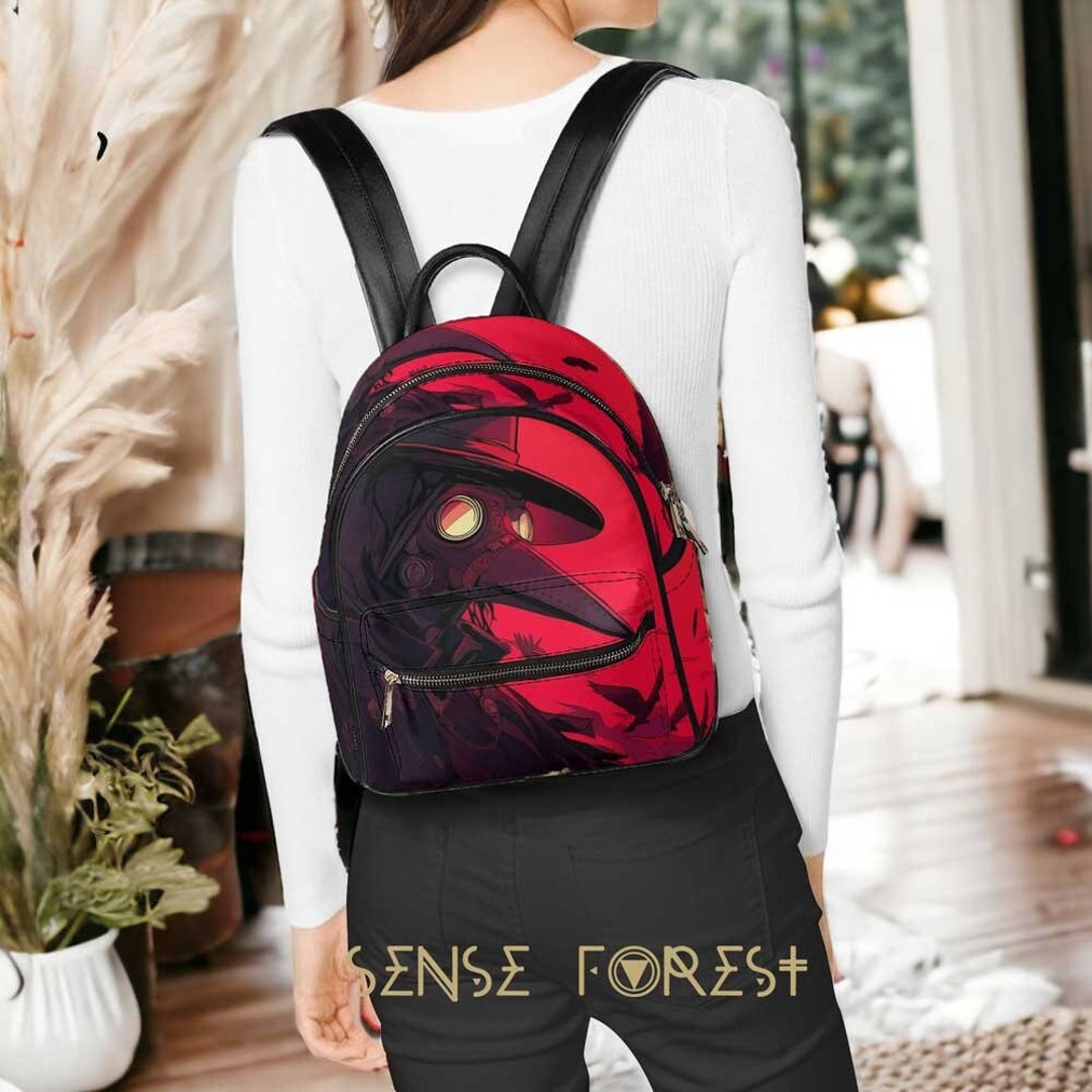 Black Red Raven Steampunk Plague Doctor Mini Backpack Purse, Gothic ...