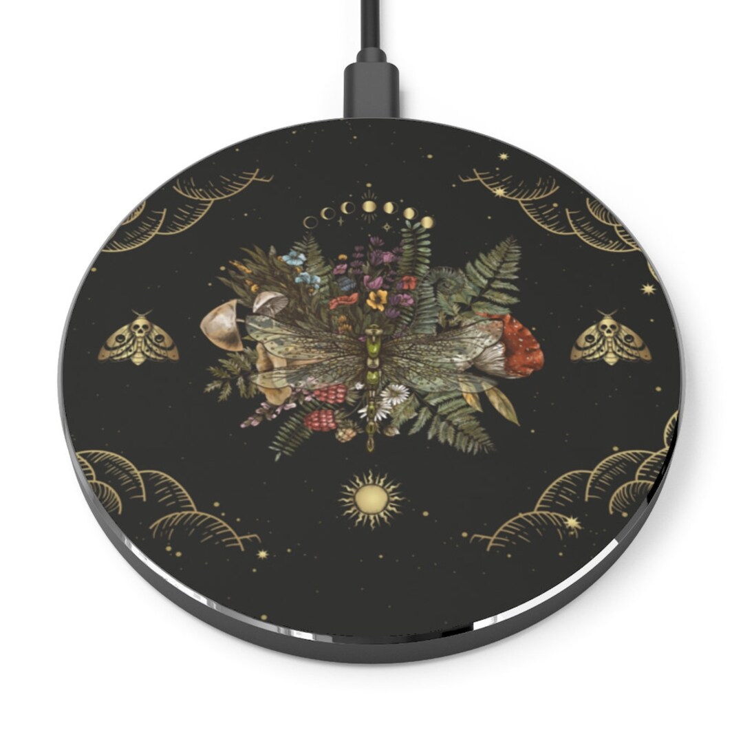 Witchty Dragonfly Forest Wireless Charger, Witchcraft Magic Moon Phase ...