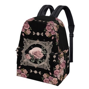 Cottagecore Whimsical Moon Phase Pink Rose Backpack, S M L Sizes, Boho ...