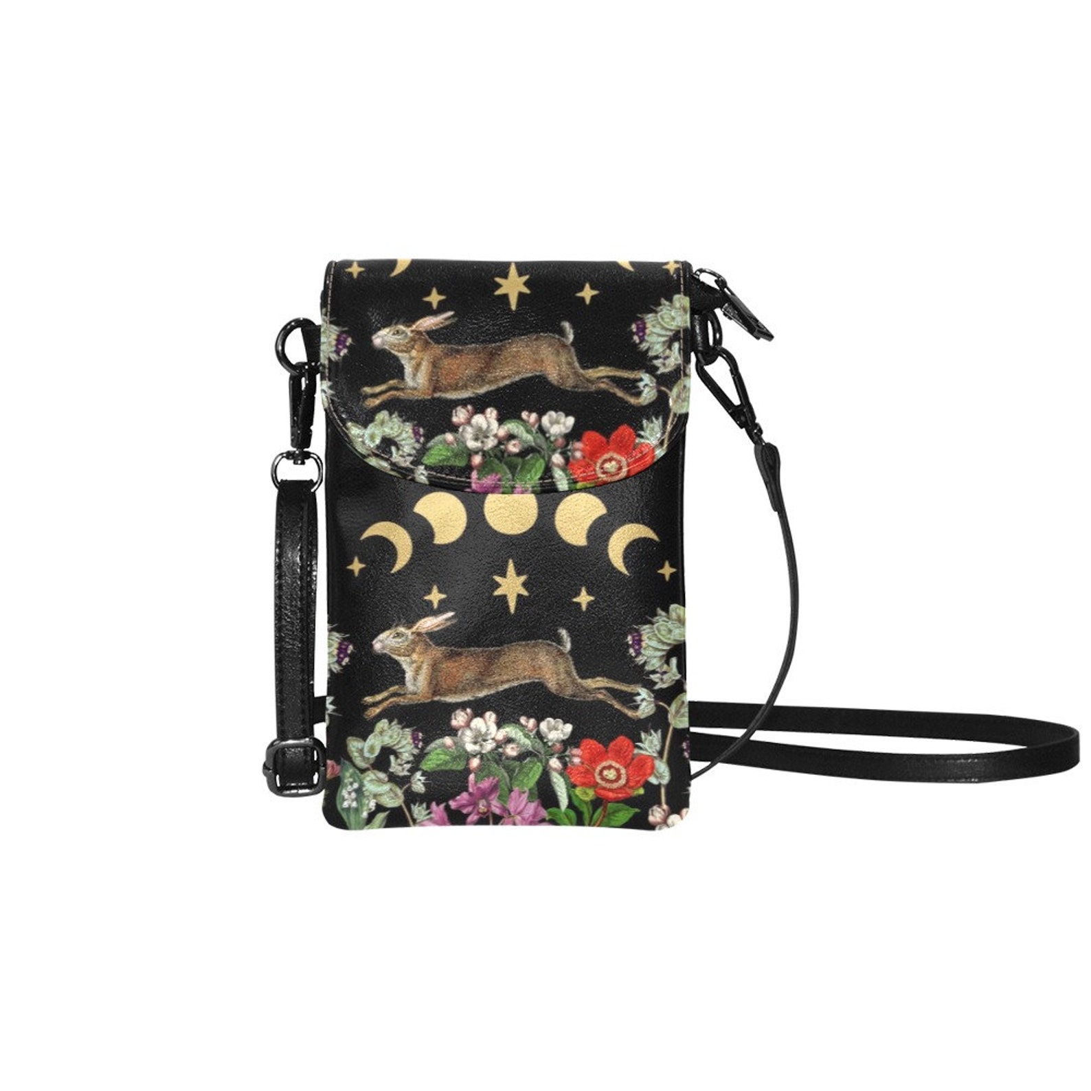 Wicca Moon Phase Rabbit Vegan Leather Sling Bag Eostre Forest - Etsy