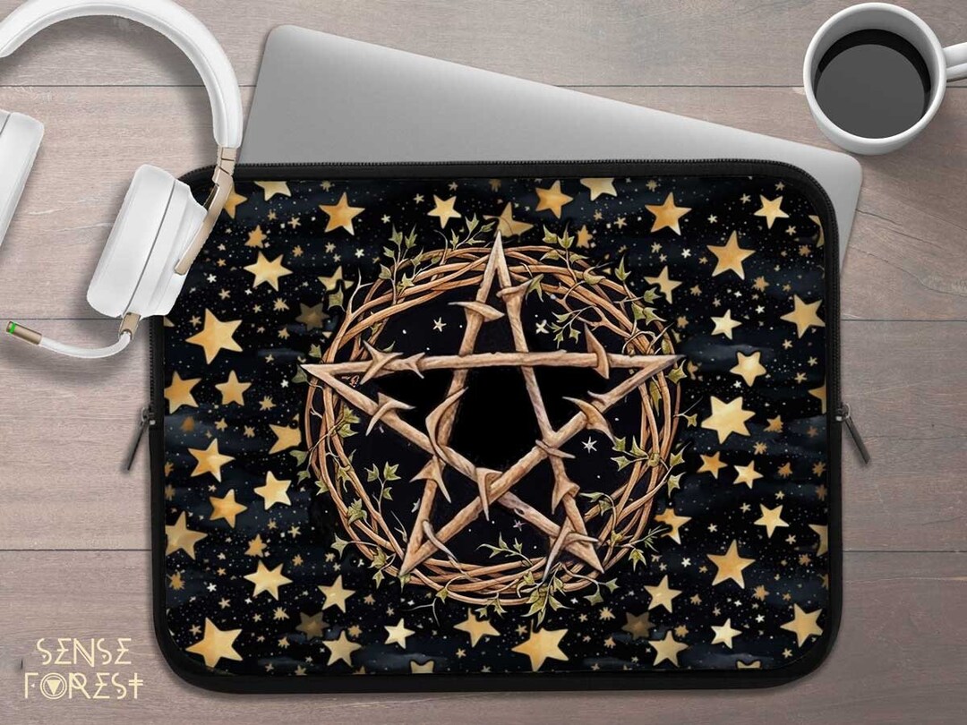 Dark Academia Witchy Gothic Pentagram Laptop Sleeve, Celestial Pentacle ...