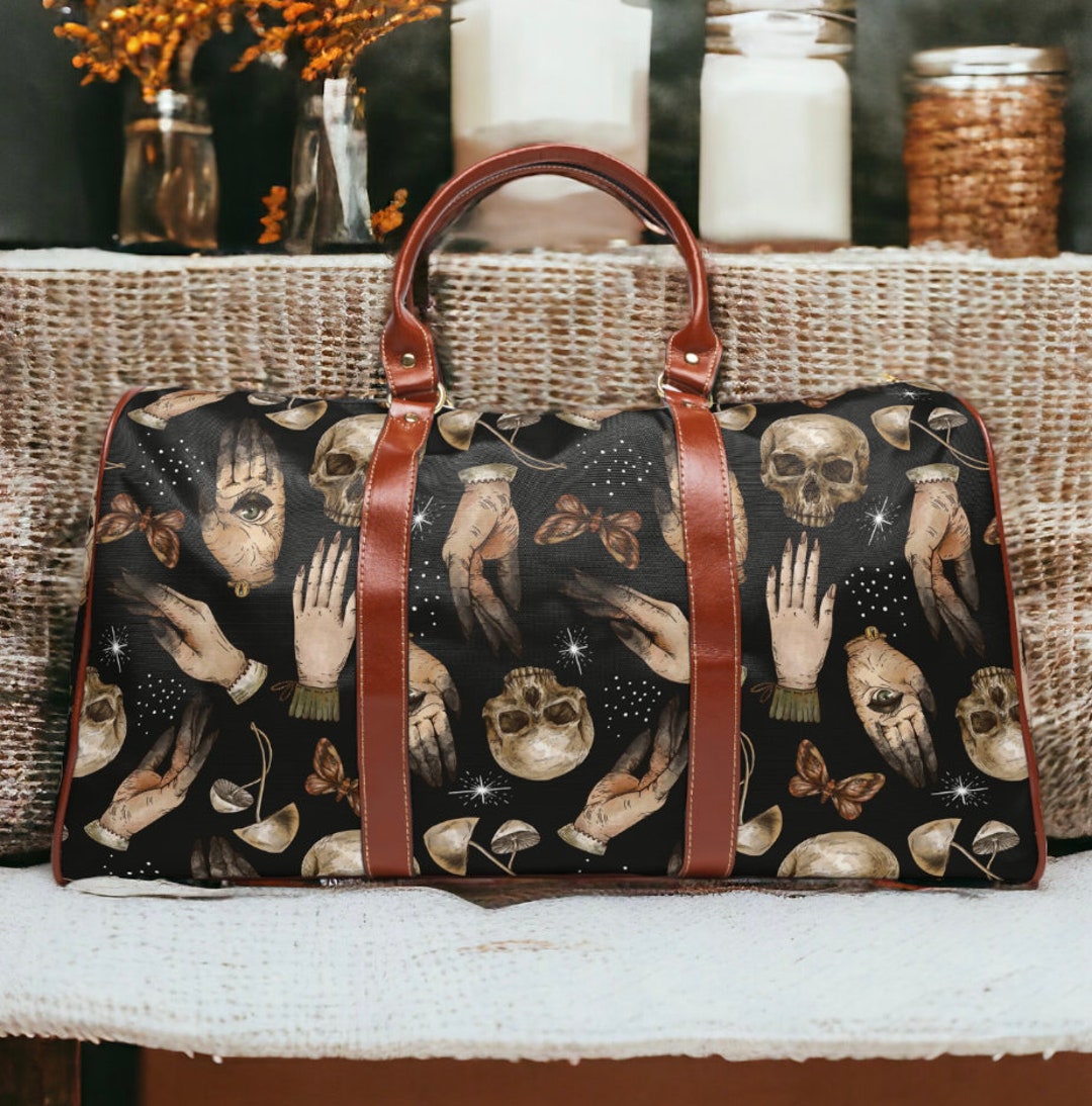 Goblincore Mushroom Skull Spooky Waterproof Travel Bag, Witchy Moth ...