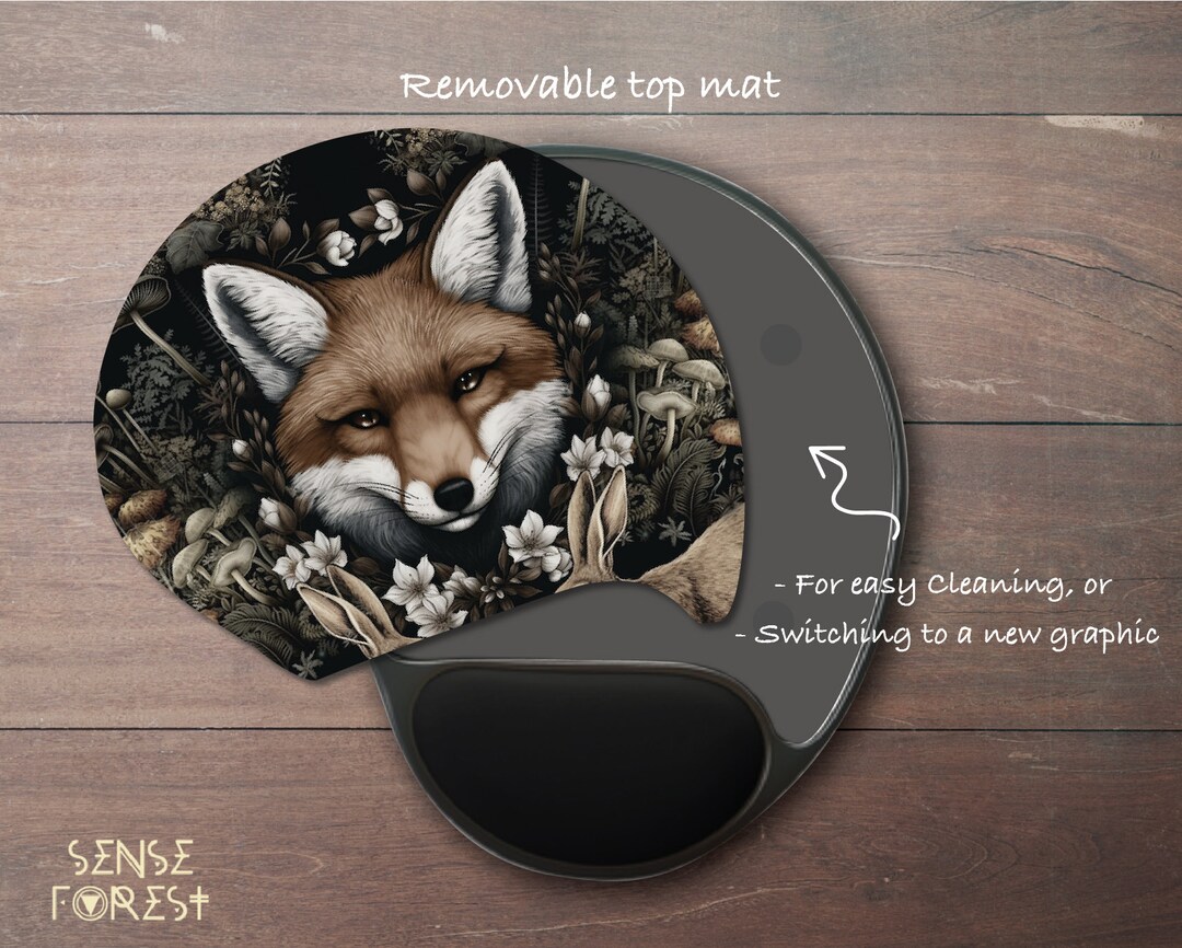Big Fox Face Ergonomic Gel Pad Mouse Pad, Forest Animals Mouse Mat ...