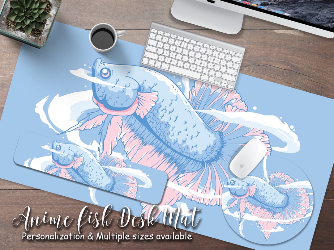 Pastel Blue Betta Fish Desk Mat Cute Extra Large Japanese - Etsy
