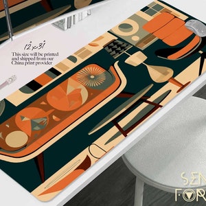 Mid Century Modern Furniture Desk Mat, Modern Lifestyle Living Room ...