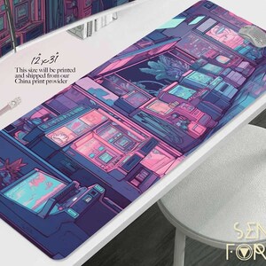 Pastel Purple Blue Vaporwave Arcade Desk Mat Anime Cute Neon - Etsy