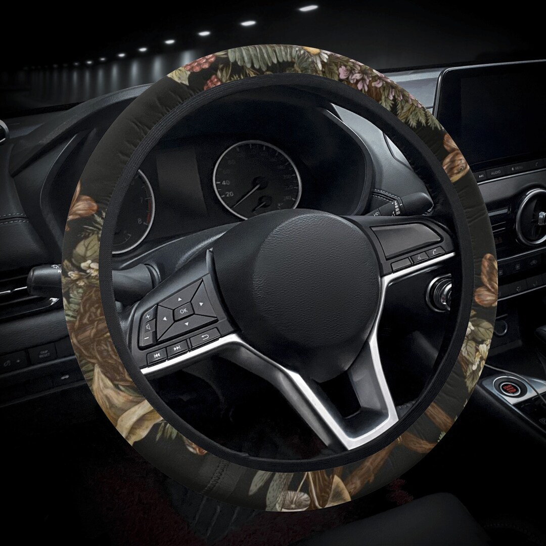 Witchy Forest Mushroom Fern Car Steering Wheel Covers, Nature Woodland ...