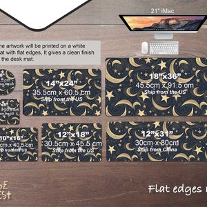 Pagan Witch Celestial Moon Stars PU Leather Desk Mat Cute, Dark ...