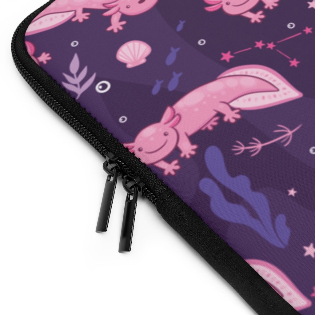 Kawaii Purple Constellations smiley Axolotl laptop sleeve, cute walker ...