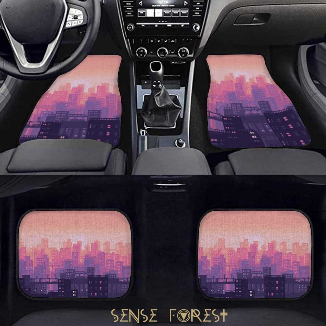 Sunrise City Car Ombre Floor Mats, Cute Japanese Skyline Anime Car ...