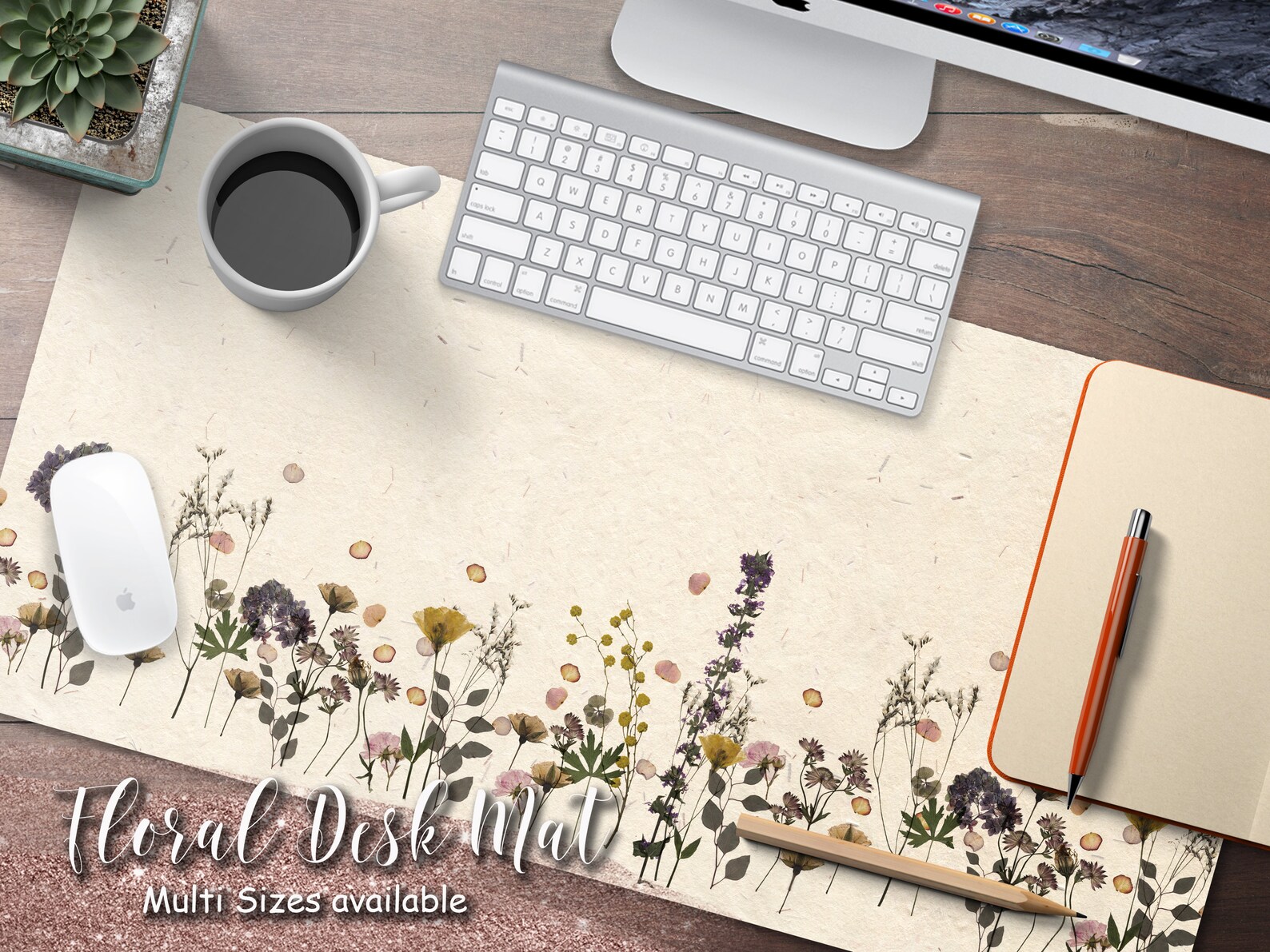Pressed Dried Flowers Art Desk Mat Green Witchcraft Desk Mat - Etsy
