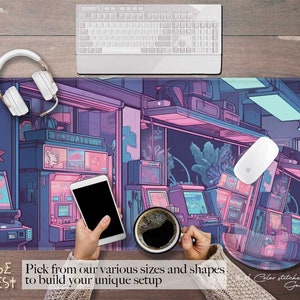 Pastel Purple Blue Vaporwave Arcade Desk Mat Anime Cute Neon - Etsy