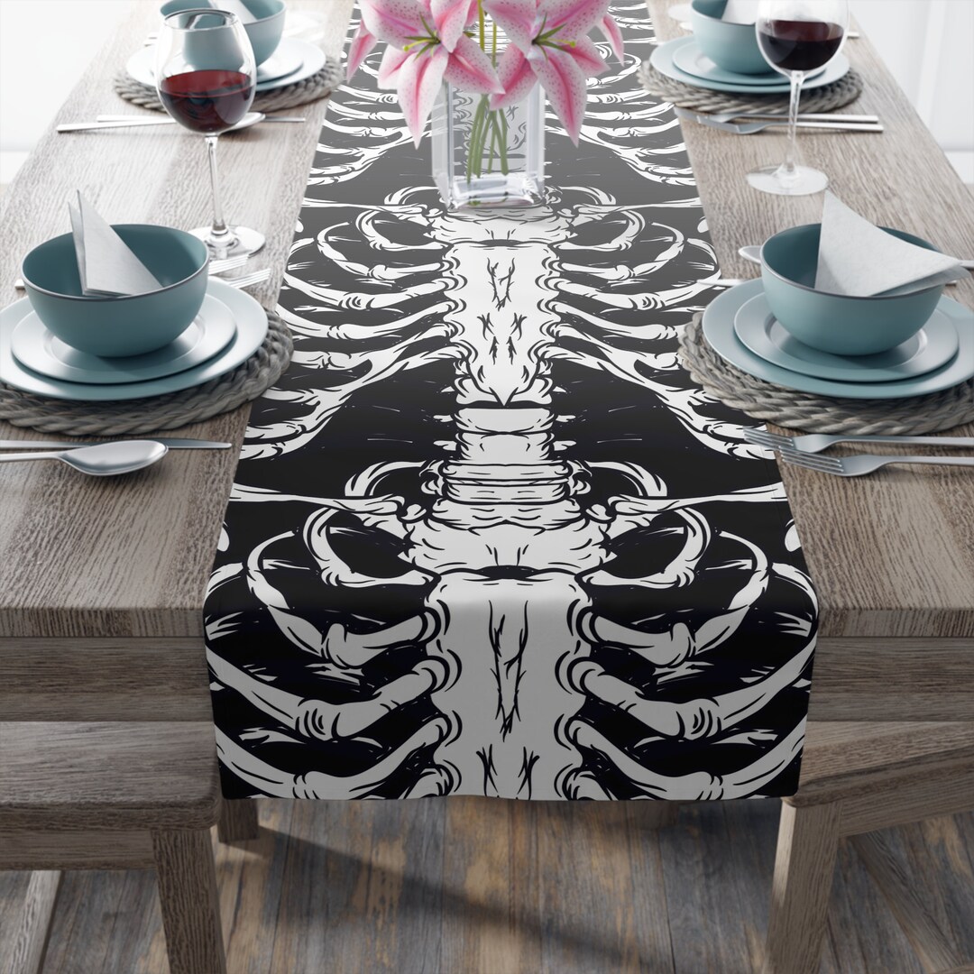 Spooky Ribcage Skeleton Dinner Table Runner Cloth, Kawaii Goth ...