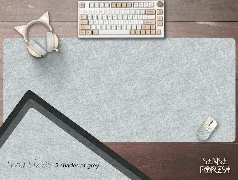 Minimalist XXL Felt Wool Desk Mat Solid Color Grey Gaming - Etsy
