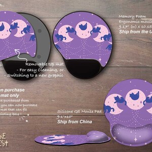 Purple Cute Moon Cat PU Desk Mat RGB Cute, Whimsical Flipping Cats ...