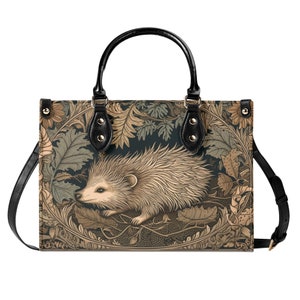 Cottagecore Witch Cute Hedgehog Top Handles Vegan Leather Tote Handbag ...
