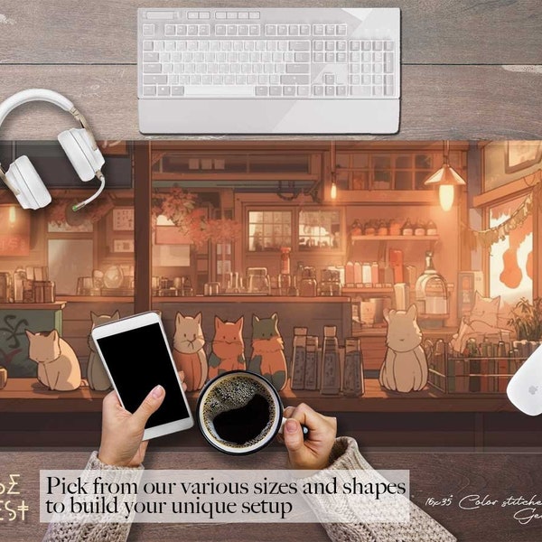 Cat Cafe Desk Mat - Etsy