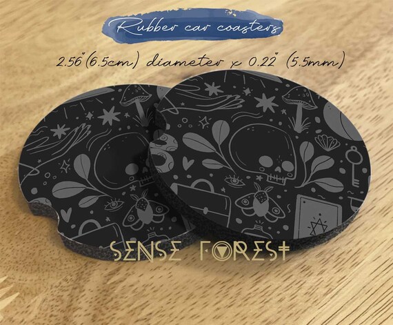 Spooky Witch Rubber Car Coasters Cute Goth Skull Soft Coaster | Etsy