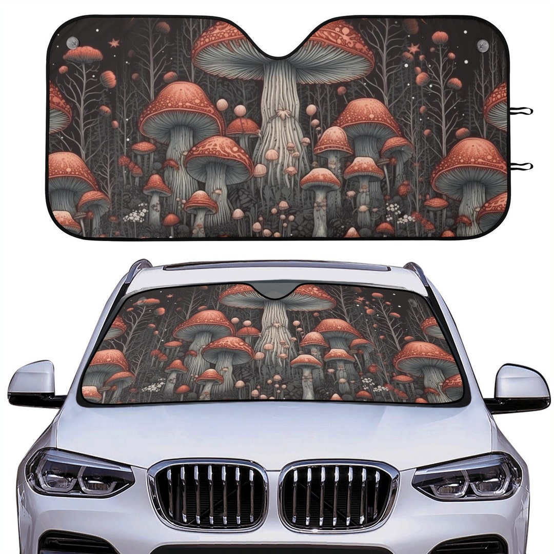Dark Cottagecore Fly Agaric Mushroom Car Sunshade Windshield Cover ...