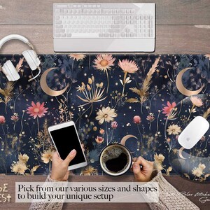 Whimsical Witch Moon Star Night Sky Desk Mat RGB, Cottagecore ...
