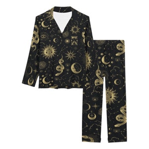 Magic Lovers' Dream, Bohosnake Celestial Print Button-up Classy Pajamas ...