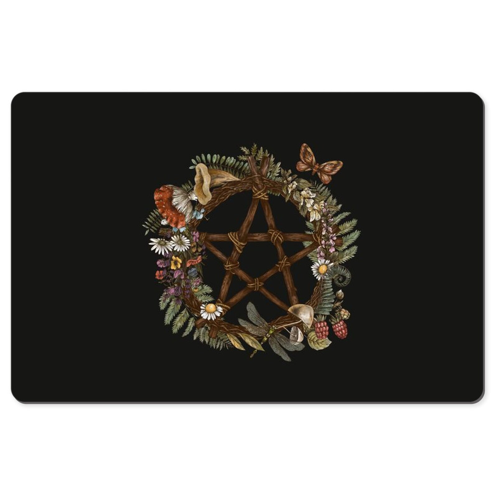 Pentagram Desk Mat Mystical Forest Witch Mushroom Wreath | Etsy