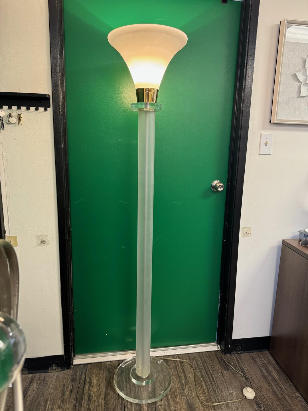 Clearlite Torchiere Lamp Set by Bauer Lamp Co Lucite With Brushed ...