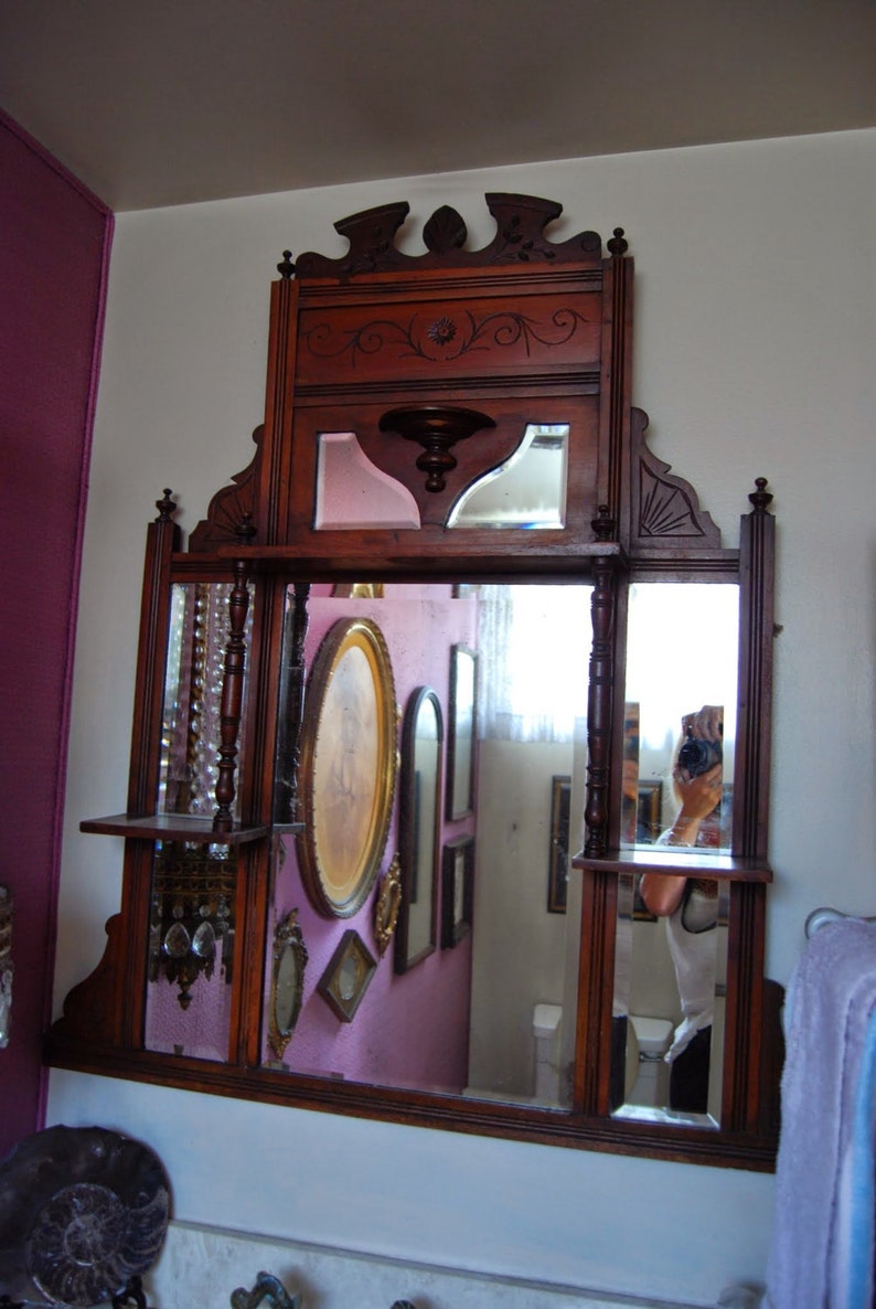 Antique Cherrywood Hall Tree-mirror - CG - Etsy