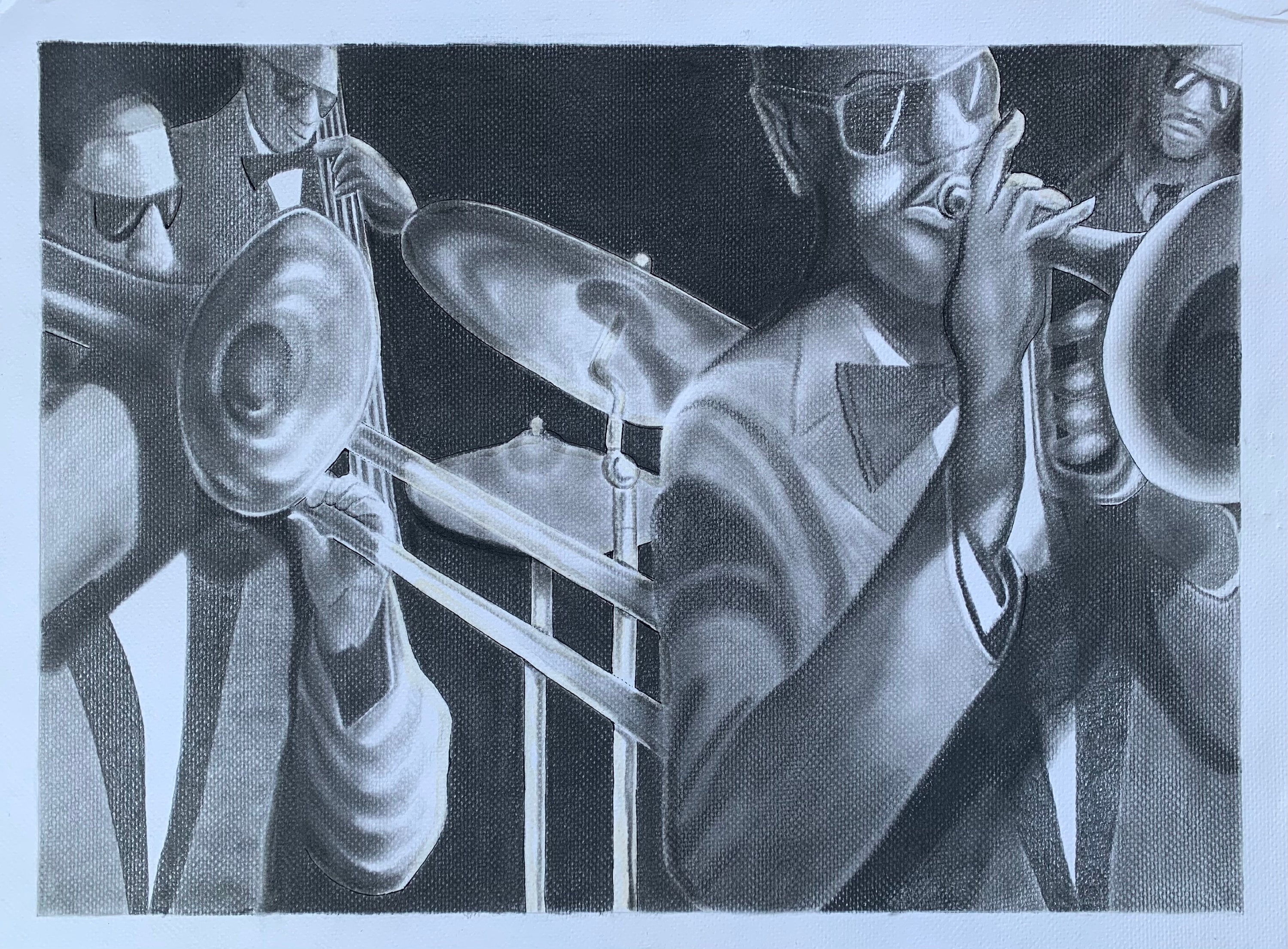 Charcoal Drawing of Jazz Band Made by an Incarcerated Artist - Etsy