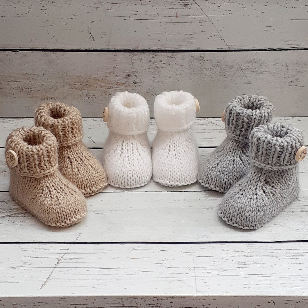 Chaussons bébé, chaussons bébé en laine, tricot bébé fait main, layette ...