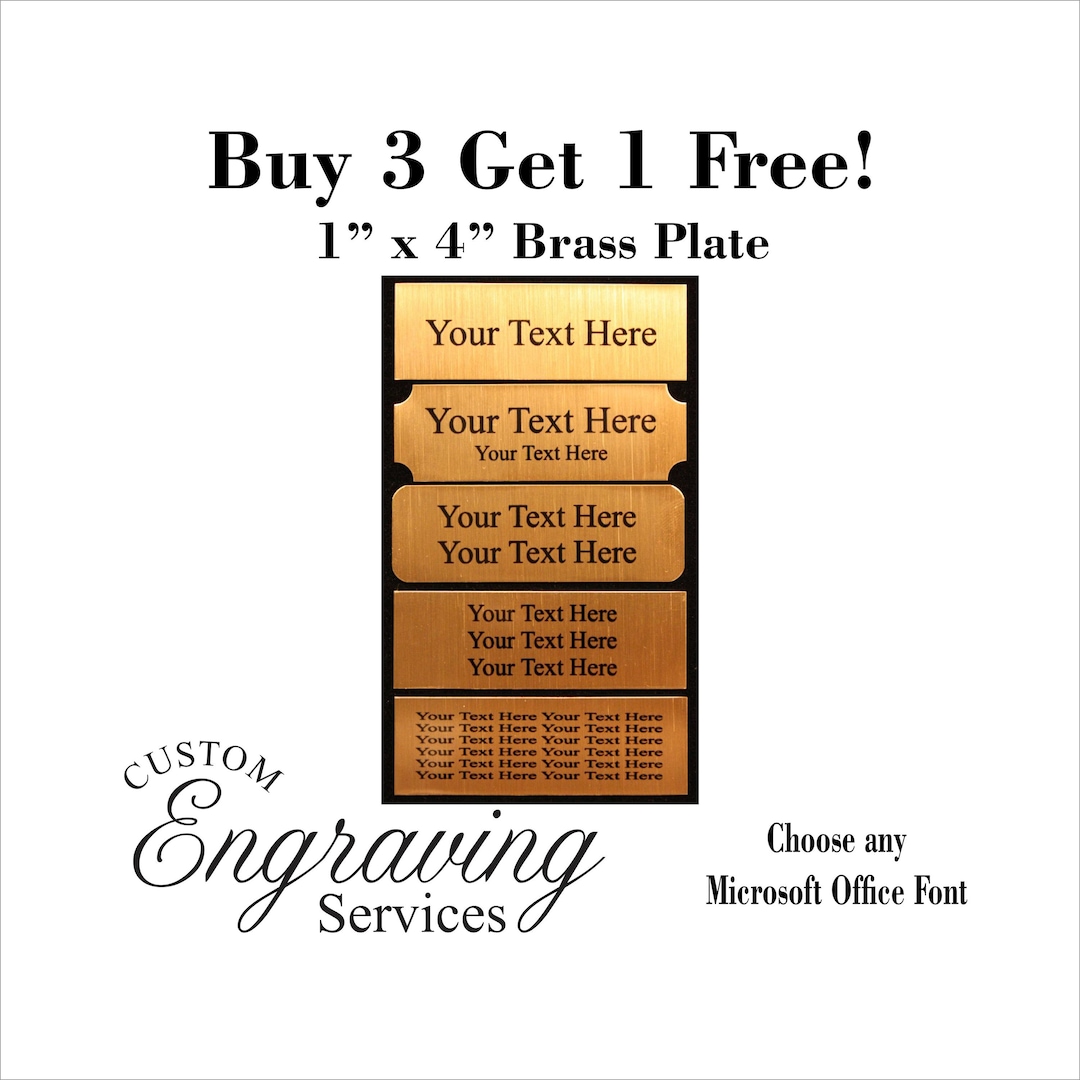 Brass Trophy Plate 1" X 4" Customized Tag Scrapbook Trophy Memorial ...