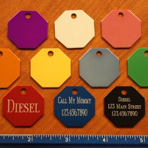 PET Supplies Quality Custom Engraved OCTAGON Tag Pet ID Identification ...