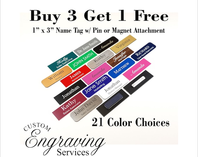 Custom Engraved Name Tag Badge for Business With Pin or Magnet Backing ...