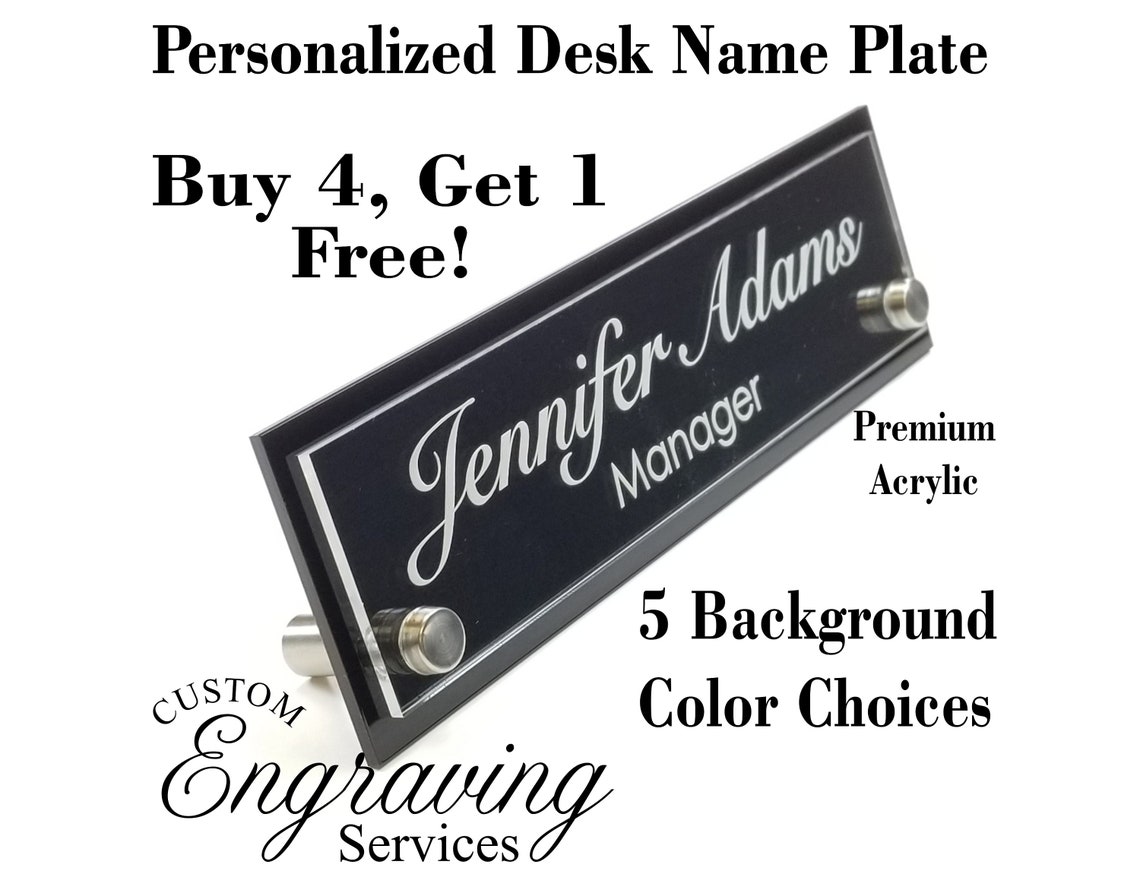 Personalized Desk Plate Custom Engraved HIGH QUALITY Two | Etsy