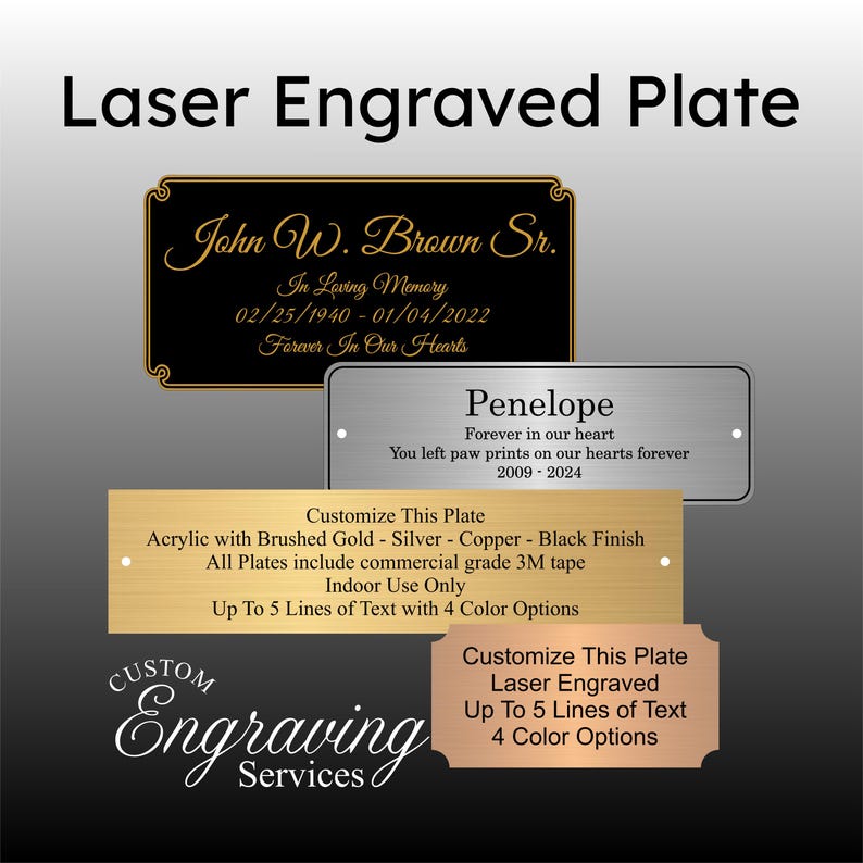 Custom Engraved Memorial Plate, Urn Plate, Plaque, Acrylic Thins W ...