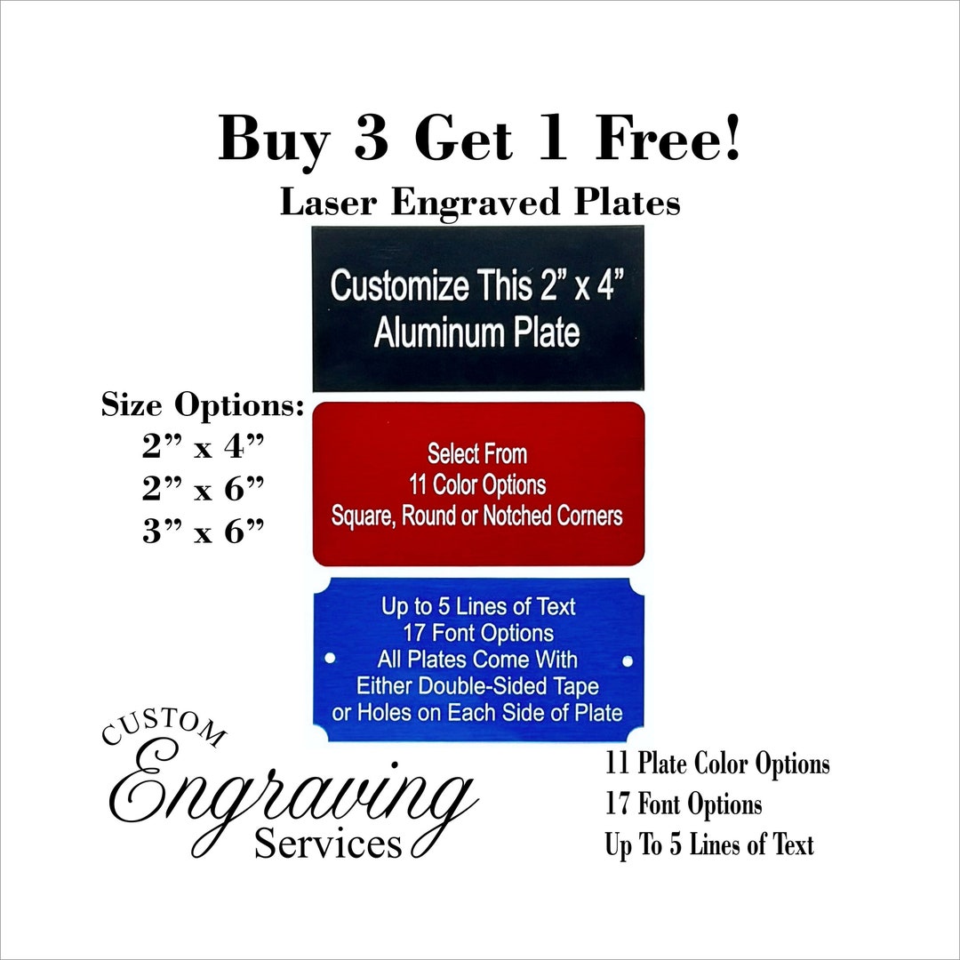 Engraved Name Plate Plaque Tag Personalized, 2x4, 2x6, 3x6, 14 Colors ...