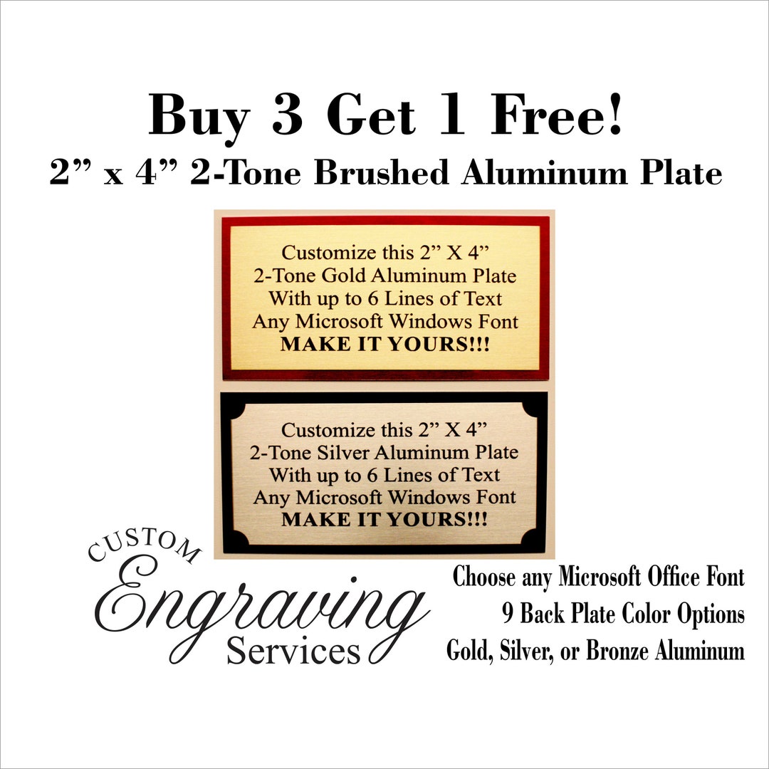 CUSTOM Engraved Sublimation 2"x4" Two Tone Aluminum Plate Tag Plaque ...