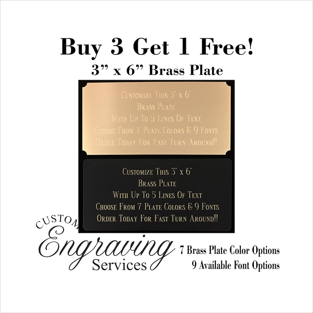 3" X 6" Custom Brass Plate With up to 5 Lines of Engraving Memorial ...