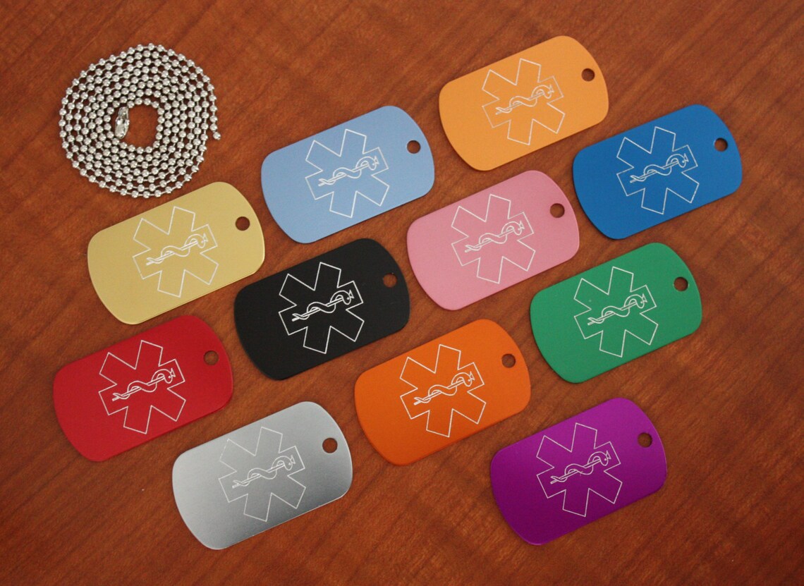 Medical Alert Custom Engraved Medic ID Military Dog Tag - Etsy