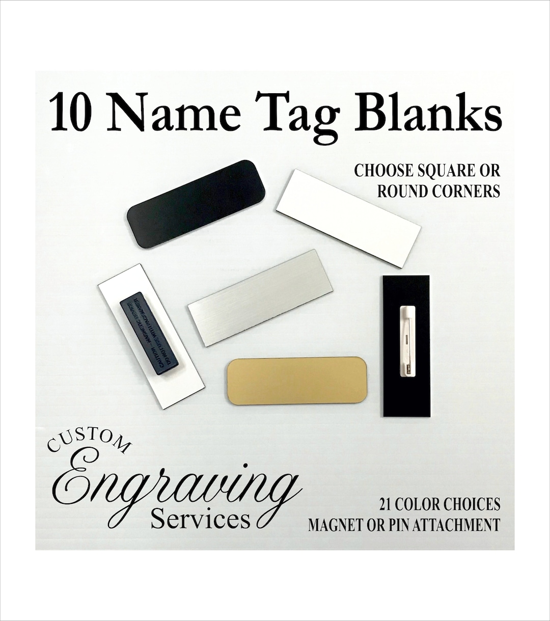 10 Blank, Name Pin, Tag, Badge, With Magnet or Pin Attachments, Choice ...