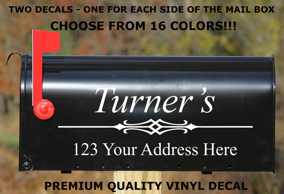 Custom Personalized Vinyl Mailbox Decal #1 - Set of 2 - 16 Colors to ...