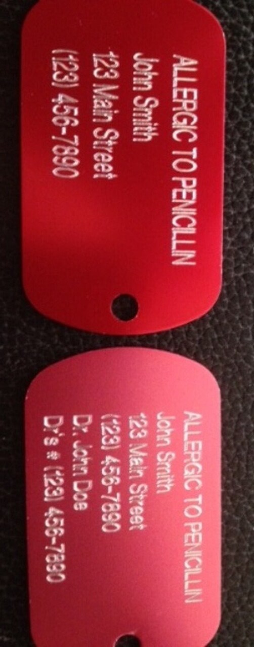 Medical Alert Custom Engraved Medic ID Military Dog Tag - Etsy