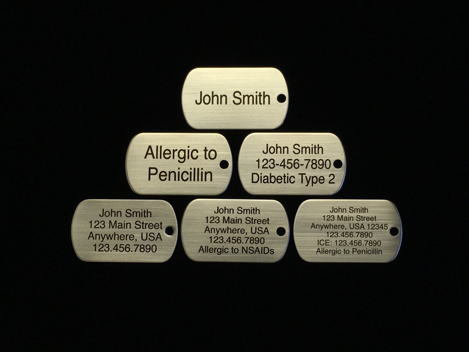 Medical ID Alert Stainless Steel Custom Engraved - up to 6 Lines of ...