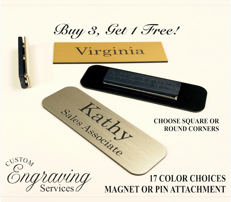 1X3 Employee Personalized Name Tag Badge Pin or Magnet - Etsy
