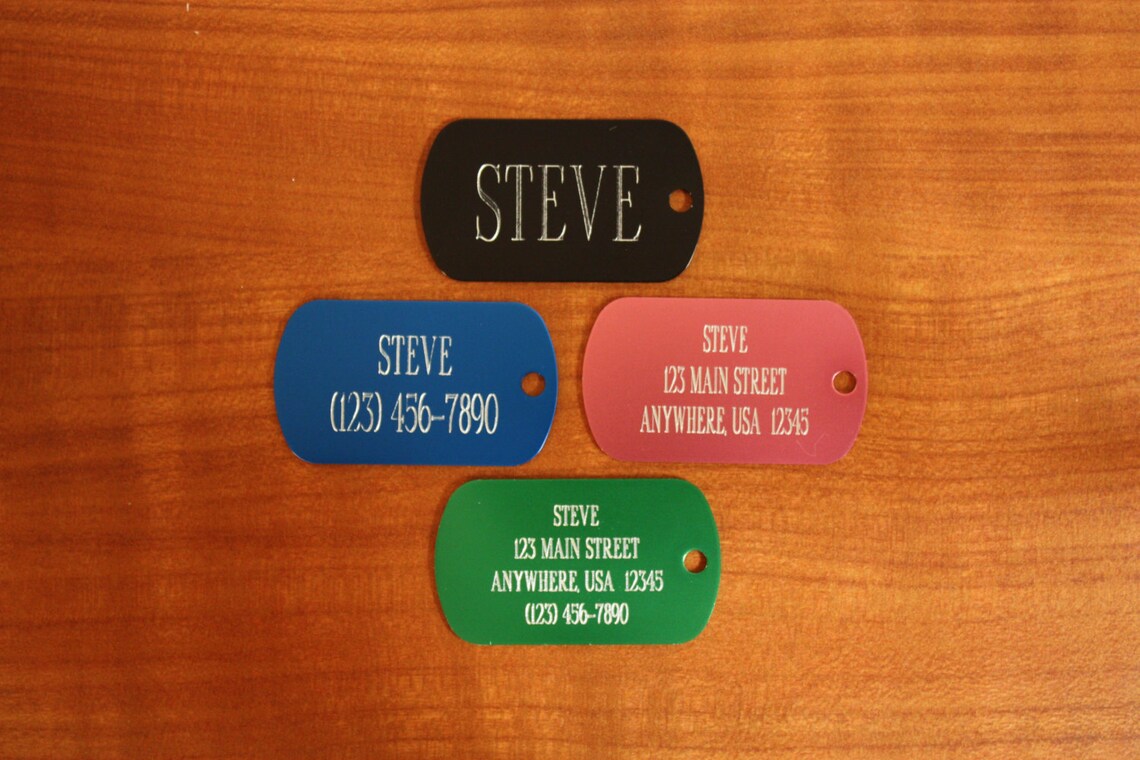 Custom Aluminum Dog Tag With 30 Chain Up To 5 Lines of | Etsy