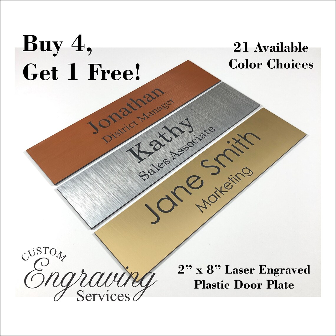 Office Door Sign or Desk Plate Custom Engraved and Personalized. Plate ...